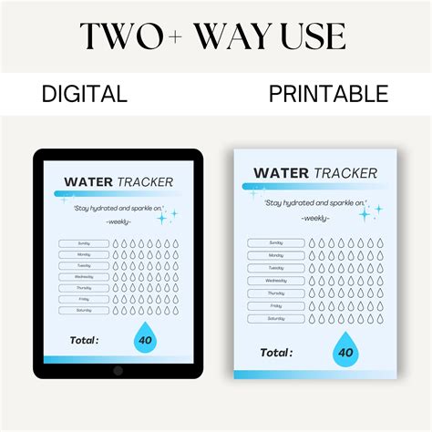 Water Intake Tracker Daily Water Tracker Weekly Habit Planner Daily Water Log Water Cup