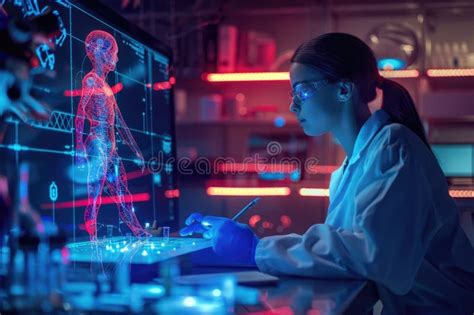 Scientist With Ai In Cutting Edge Research Lab Aig60 Stock Image