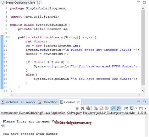 Java Even Odd Program