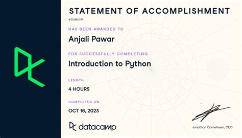 anjali pawar on linkedin pythoncertification datascience