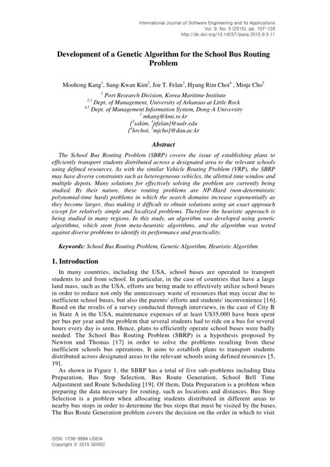 Pdf Development Of A Genetic Algorithm For The School Bus Routing Problem