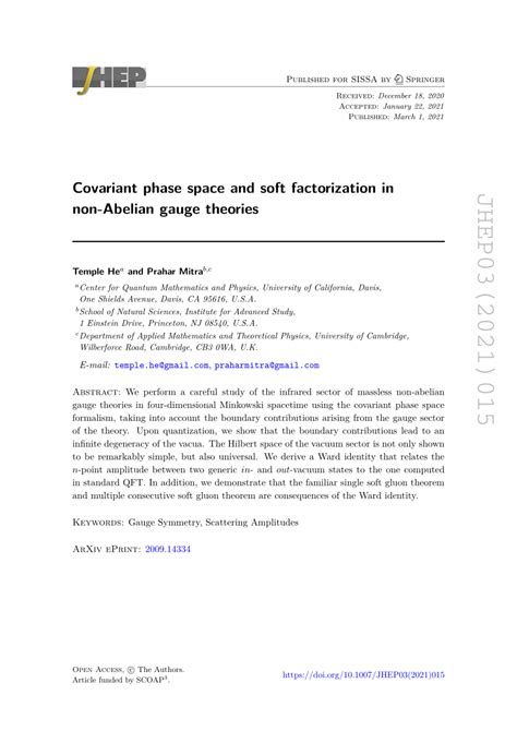 Pdf Covariant Phase Space And Soft Factorization In Non Abelian Gauge Theories