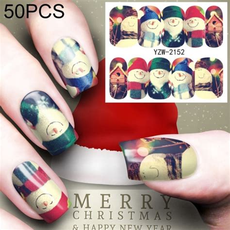 50 Pcs 네일 스티커 세트 데칼 물 전송 슬라이더 네일 아트 장식 색상 Yzw2152