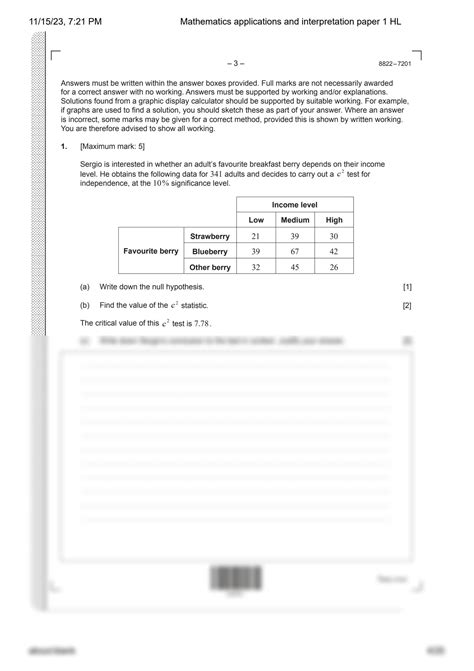 Solution Mathematics Applications And Interpretation Paper 1 Hl