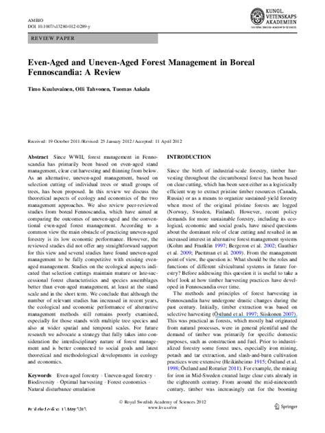Pdf Even Aged And Uneven Aged Forest Management In Boreal