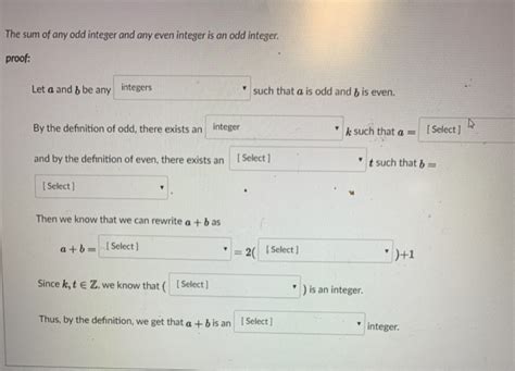 solved the sum of any odd integer and any even integer is an