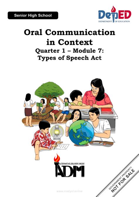 Oral Communication In Context Module 7 Types Of Speech Act Shs Modules