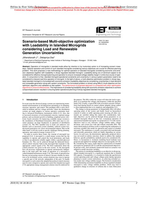 Pdf Scenario Based Multi Objective Optimization With Loadability In