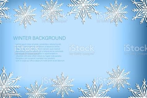 파란색 배경에 흰색 눈송이크리스마스 카드 격리된 눈송이 아이콘입니다 빈 용지 모양입니다 겨울 만화 평면 일러스트 공간을 복사합니다 휴일 무늬 배너 프레임 헤더 인사말 카드