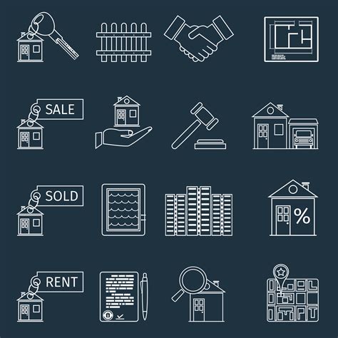 Real Estate Outline Icons 454885 Vector Art At Vecteezy