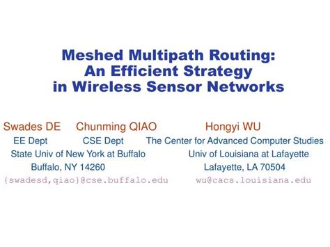 PPT Meshed Multipath Routing An Efficient Strategy In Wireless Sensor Networks PowerPoint