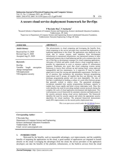 A Secure Cloud Service Deployment Framework For Devops Pdf