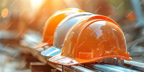 Premium Photo Safety Helmets In Civil Engineering Construction Sites