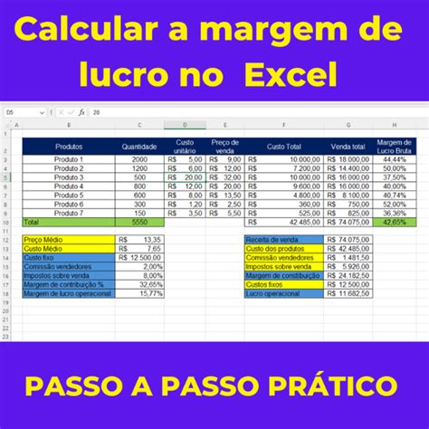 planilha para calcular a margem de lucro mensal no excel flavio