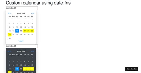 Duetdsdate Picker Examples Codesandbox