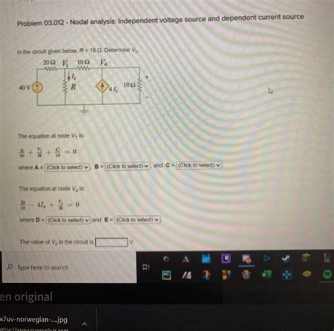 Solved Problem Nodal Analysis Independent Voltage Chegg