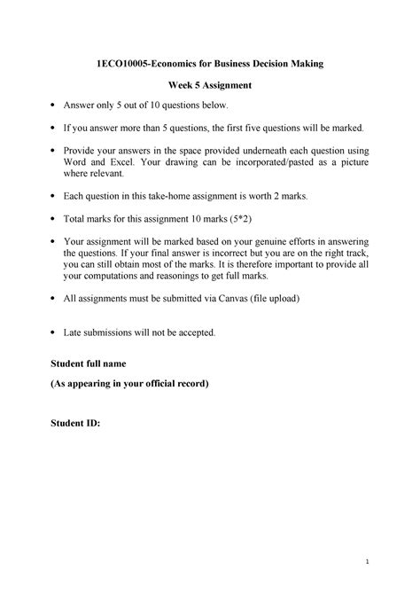 Week 5 Assignment 1 Help 1eco10005 Economics For Business Decision
