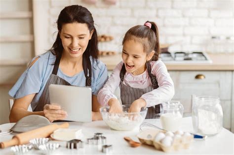 Mom And Daughter Baking Together In The Kitchen Stock Image Image Of Smiling Affection
