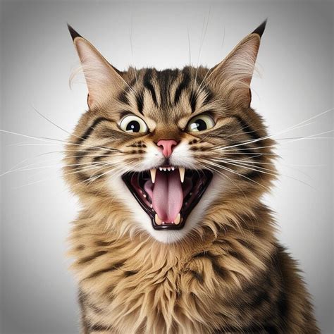 A Cat With A Big Mouth That Says Yawning Premium Ai Generated Image