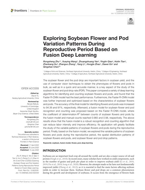 Pdf Exploring Soybean Flower And Pod Variation Patterns During