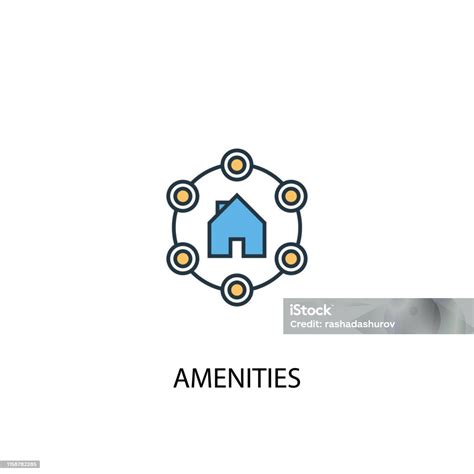 편의 시설 컨셉 2 컬러 라인 아이콘 간단한 노란색과 파란색 요소 그림입니다 편의 시설 개념 개요 기호 디자인 가까운에 대한 스톡 벡터 아트 및 기타 이미지 Istock