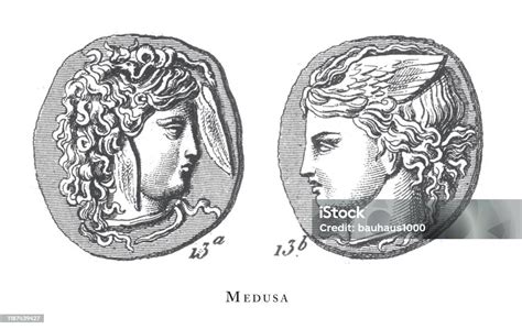 메두사 그리스와 로마 조각 골동품 일러스트의 전설과 신화 장면과 인물 출판 1851 메두사에 대한 스톡 벡터 아트 및 기타 이미지 메두사 예술 0명 Istock