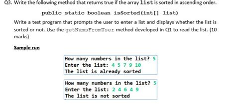 solved q3 write the following method that returns true if