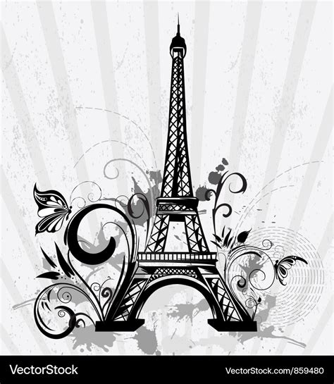 Eiffel Tower With Floral And Grunge Royalty Free Vector