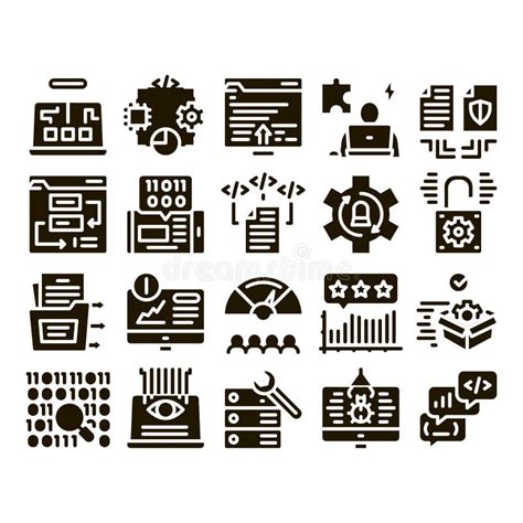 Software Testing And Analysis Icons Set Vector Stock Vector Illustration Of Analysis