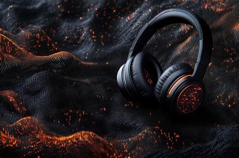 Headphones With A Digital Equalizer Pattern Premium Ai Generated Image