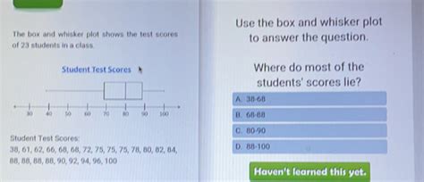 Solved Use The Box And Whisker Plot The Box And Whisker Plot Shows The Test Scores To Answer