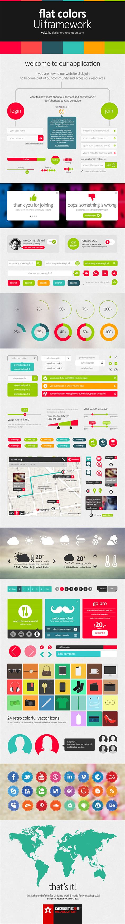 Flat Colors Ui Framework Psd On Behance