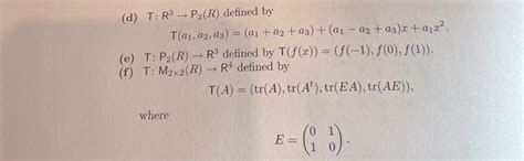 solved 6 for each of the following linear transformations