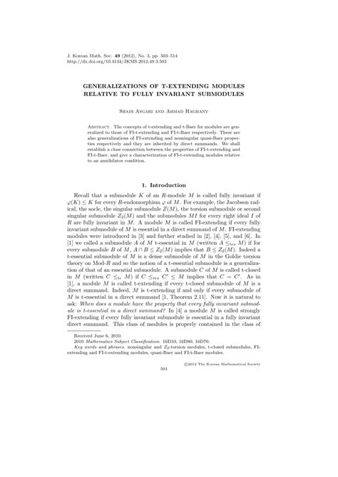 Pdf Generalizations Of T Extending Modules Relative To Fully Invariant Submodules