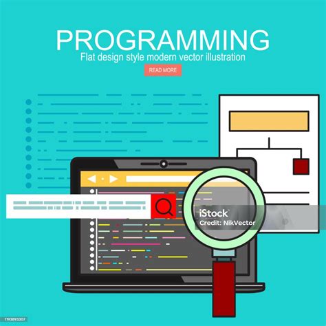 Programming Coding Programming Banner Flat Design Concept Stock
