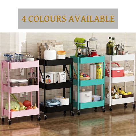 Rack 3 Tier Multi Functional Storage Trolley Steel Kitchen Storage Rack Office Shelves And