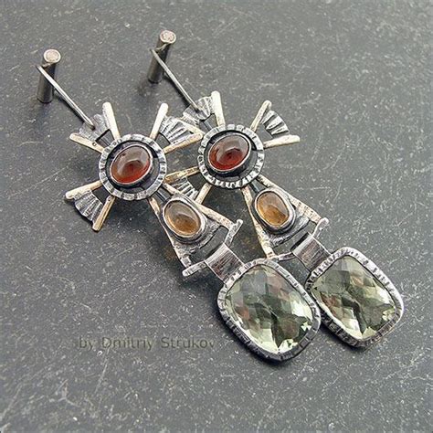 Серьги с празиолитами гранатами и турмалинами в интернет магазине на Ярмарке Мастеров Серьги