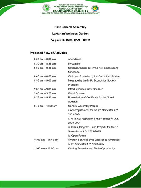 General Assembly Flow Of Activities Pdf