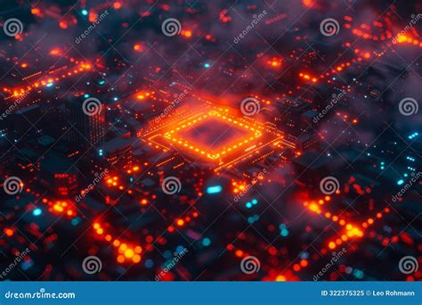 High Tech Microchip With Glowing Circuits In A Futuristic Setting Symbolizing The Advancements