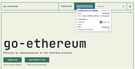 check dark mode contrast · issue 112 · ethereum geth website · github