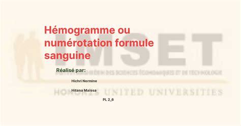 Hémogramme Ou Numérotation Formule Sanguine