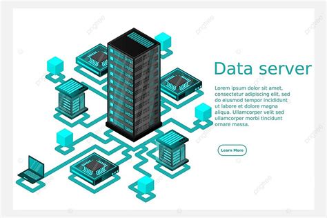 Isometric Vector Map Depicting Data Network Management With Business