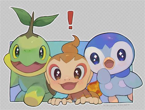 Piplup Turtwig And Chimchar Pokemon Drawn By Kikuyoshi Tracco
