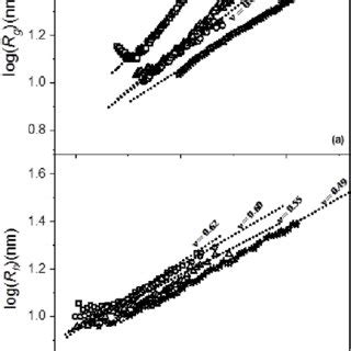 A Log Log Plot Rg Of MW Vs And B Log Log Plot Of Rh Vs MW For Download Scientific Diagram
