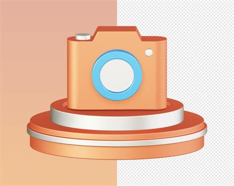 Premium Psd 3d Isometric Of Orange Camera With Podium Icon For Ui Ux Web Mobile Apps Social