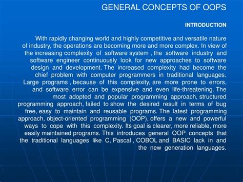 ppt general concepts of oops introduction powerpoint presentation