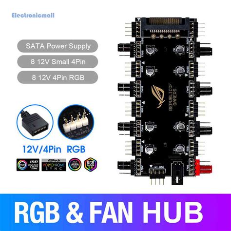 ElectronicMall01 th อะแดปเตอรควบคมความเรว ฮบ RGB PWM 1 เปน 8 ทาง สาหรบ ASUS Shopee