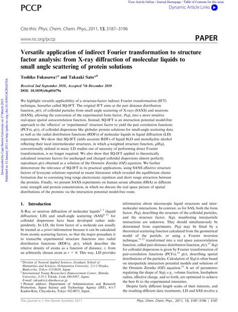 Pdf Versatile Application Of Indirect Fourier Transformation To
