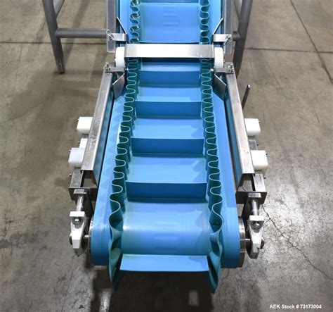 Used Inclined Cleated Belt Conveyor 18 Wide Cleated Belt 3 Tall C