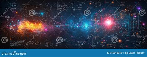 Cosmic Calculus Abstract Background With Glowing Equations And Formulas On A Chalkboard Royalty